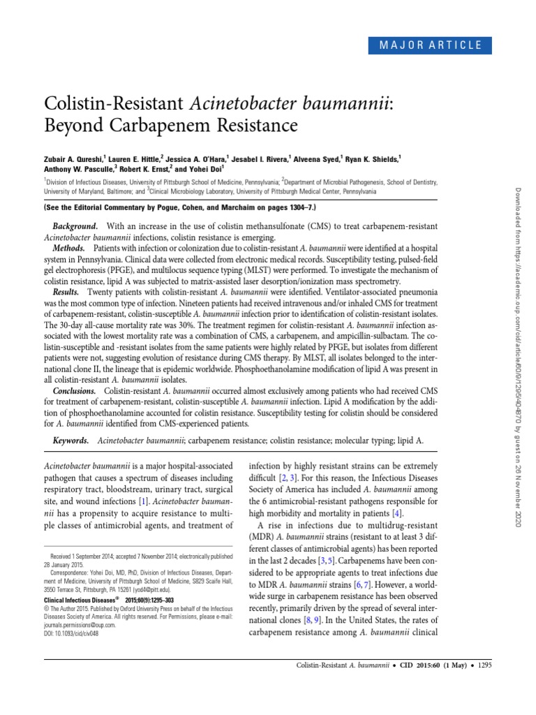 Colistina 2 | Download Free PDF | Antimicrobial Resistance | Infection
