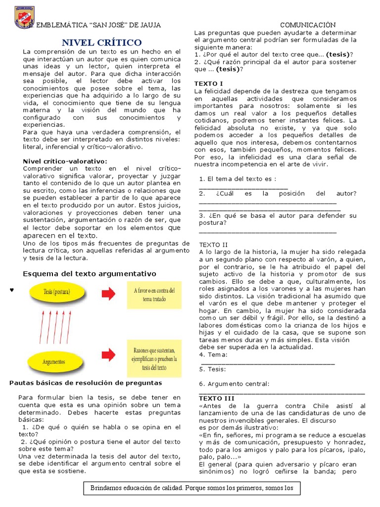 Comprensión Nivel Crítico | PDF | Mujer | Felicidad