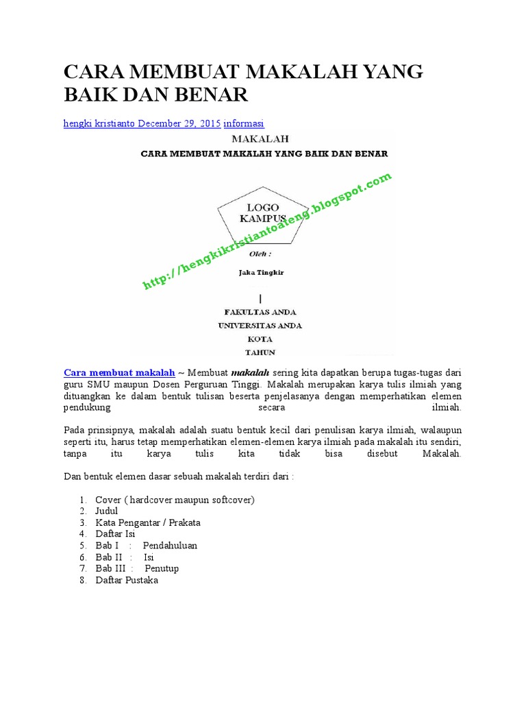 Cara Membuat Makalah Yang Baik Dan Benar | PDF