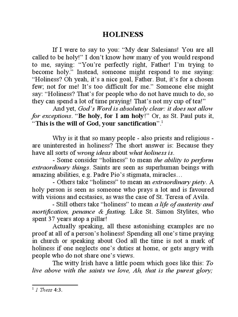 Holiness - Meditation | PDF | Pope John Paul Ii | Love