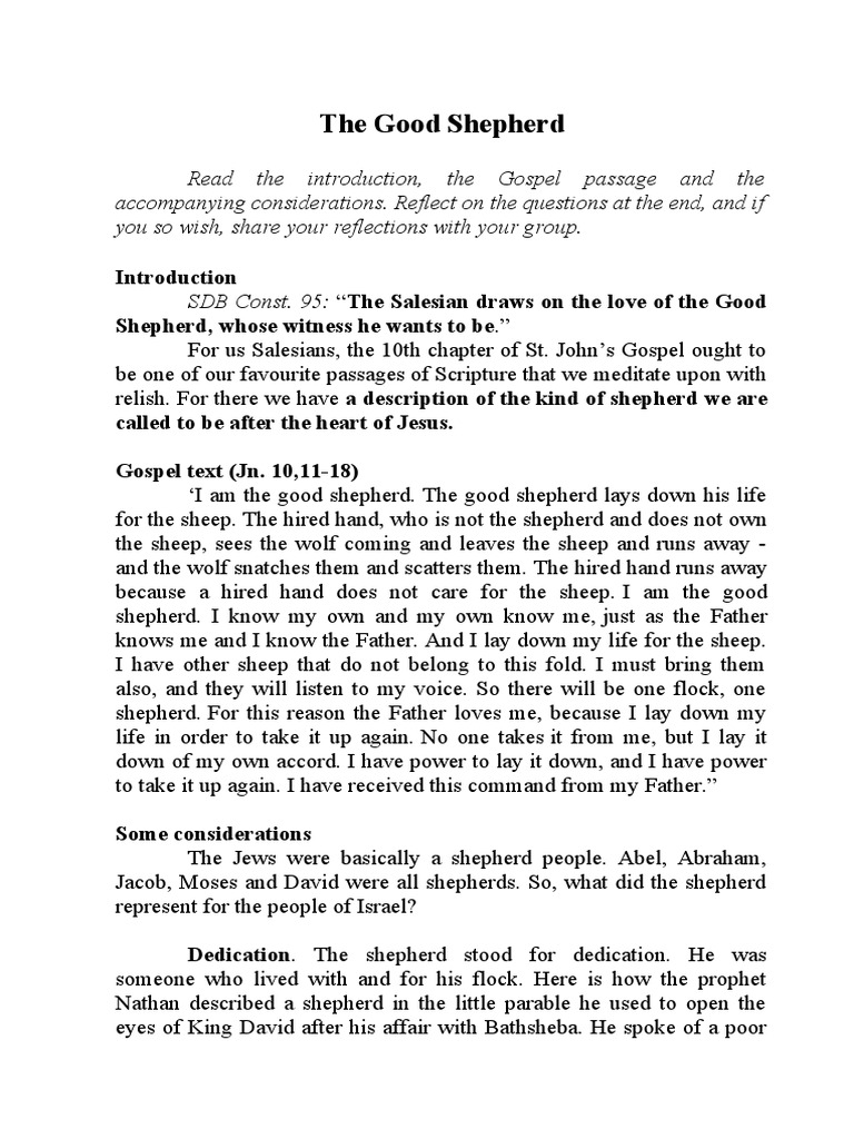 3.. The Good Shepherd - Meditation | PDF | Shepherd | David