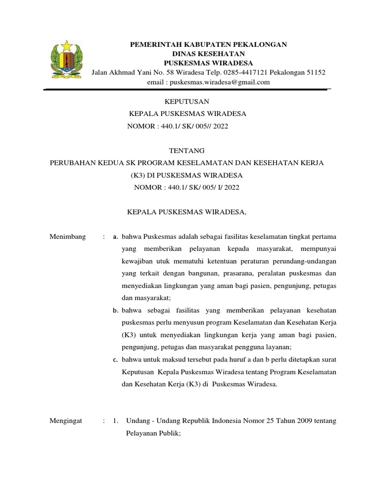 SK Perubahan Program K3 2023 | PDF