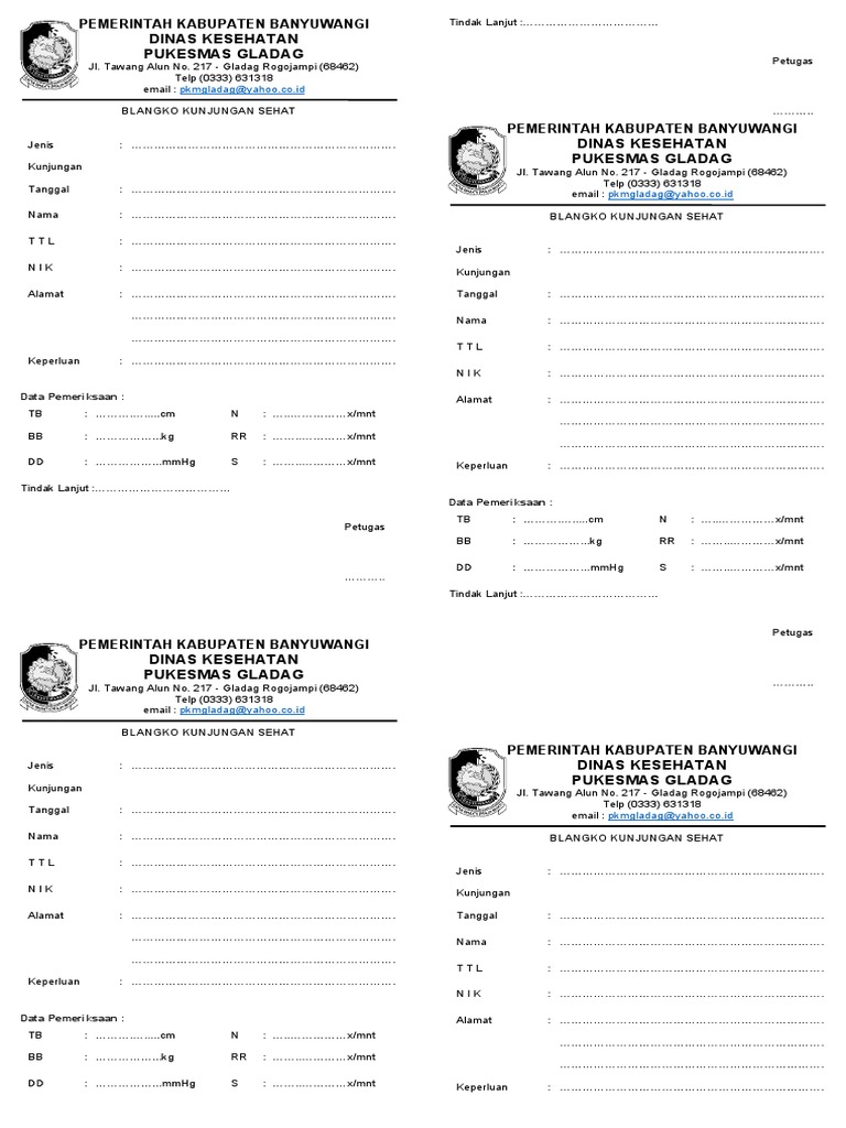 Blangko Kunjungan Sehat | PDF
