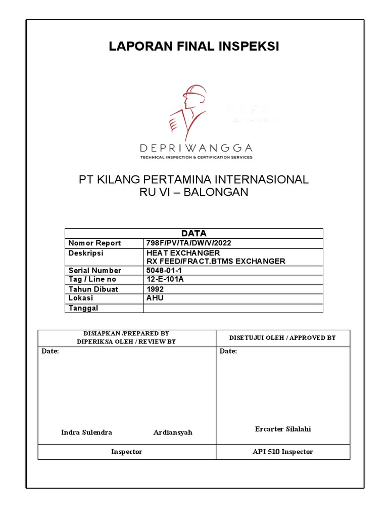 Final Inspection Report 12-E-101 A | PDF