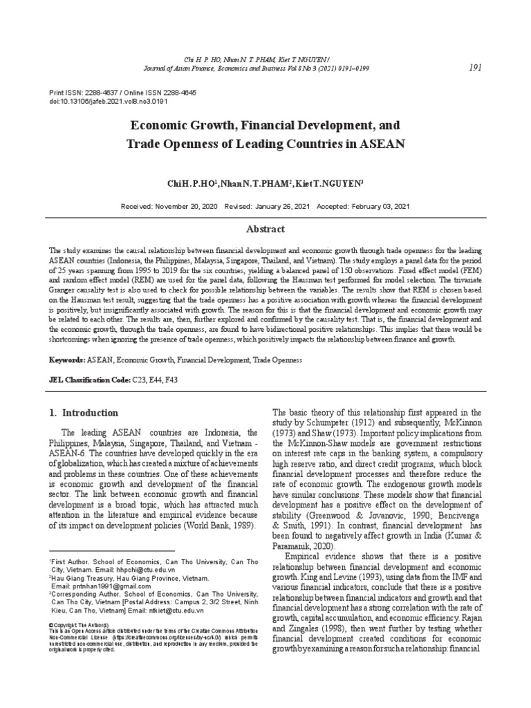 Economic Growth, Financial Development, and Trade Openness of Leading ... Economic Growth, Financial Development, and Trade Openness of Leading ...