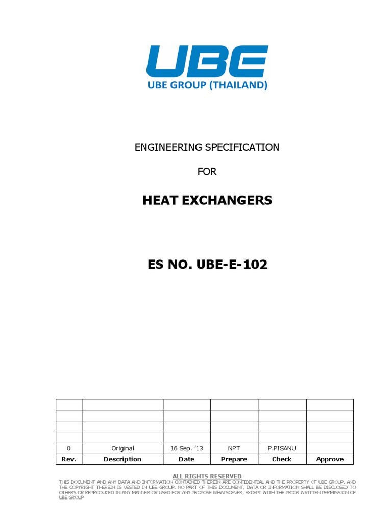 UBE E 102 Heat Exchangers | PDF | Construction | Welding
