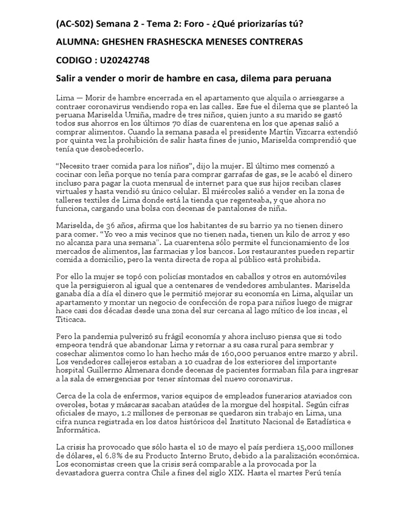 Ac-02 Tarea Calificada | Descargar gratis PDF | Perú