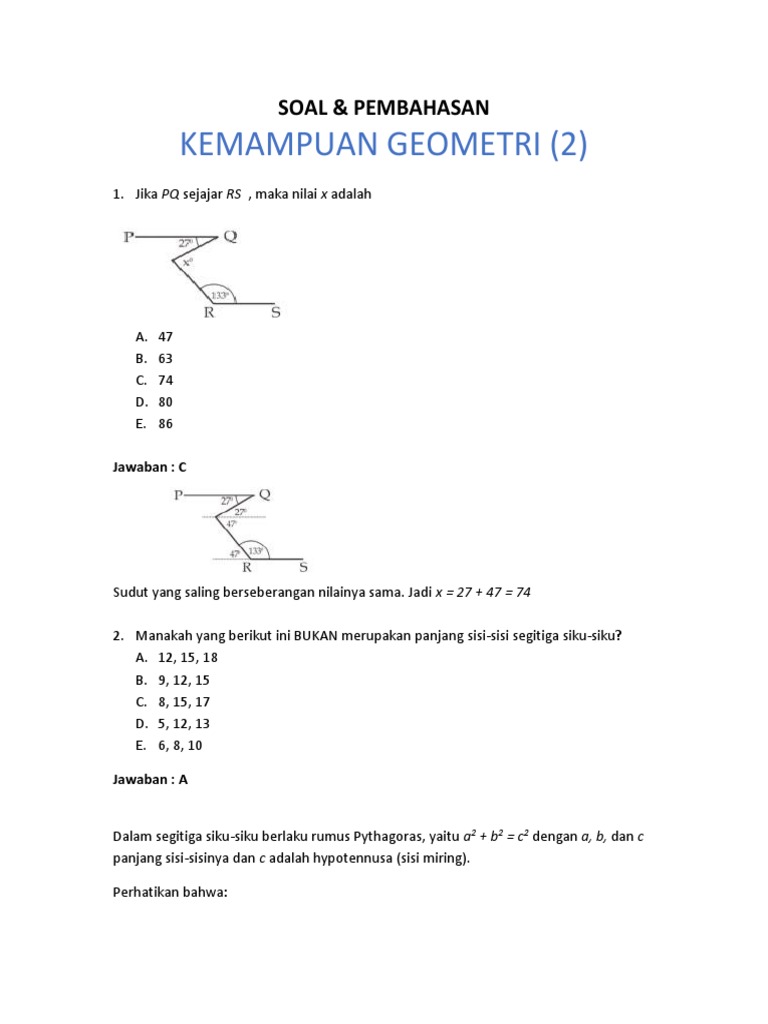 Soal & Pembahasan Geometri 2 | PDF | Metode & Bahan Ajar