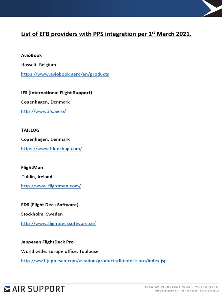 List of EFB Providers With PPS Integration Per 1st March 2021 | PDF | Business | Computers