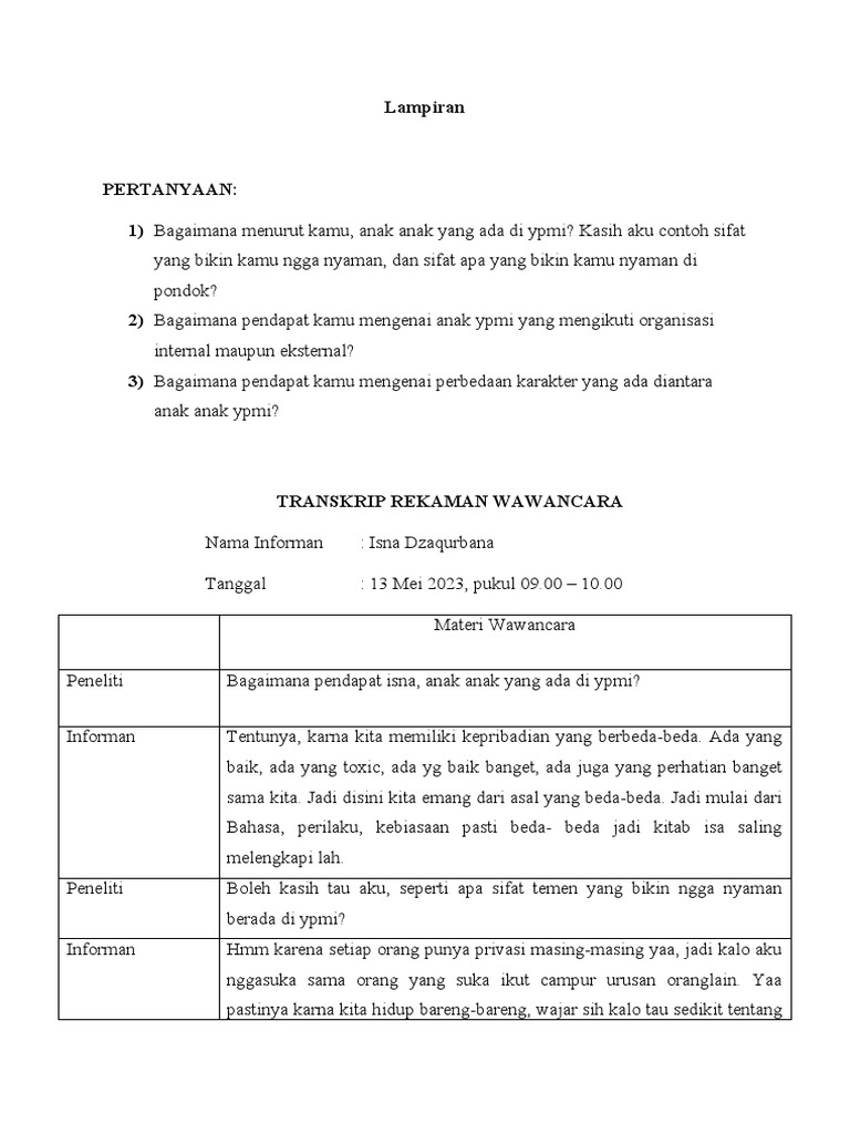 Data Wawancara MPS | PDF
