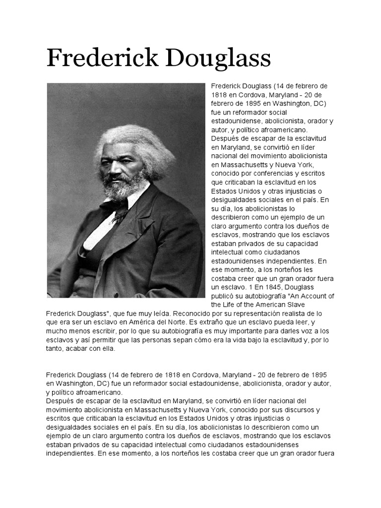 Frederick Douglass | PDF | Frederick Douglass | Esclavitud