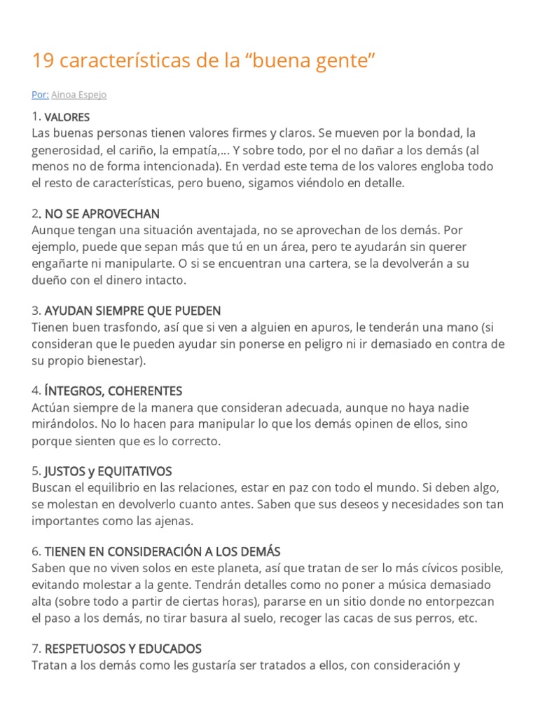 19 características de la bondad humana | PDF | Intención