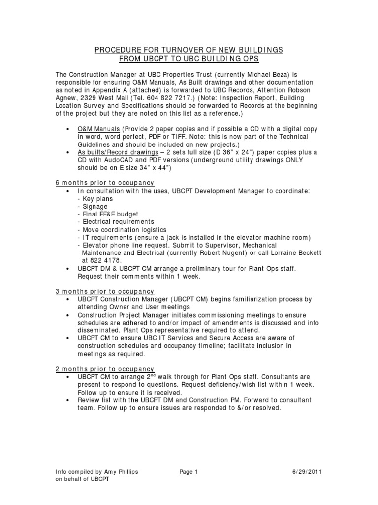 Commissioning Handover Plan FINAL (Amy Phillips) | PDF | Elevator