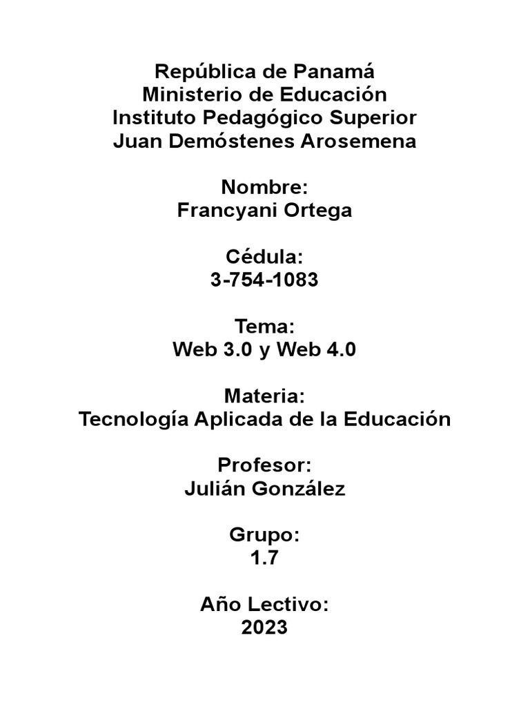 Ortega F. Web 3.0 y 4.0 | PDF | Red mundial | Internet y web