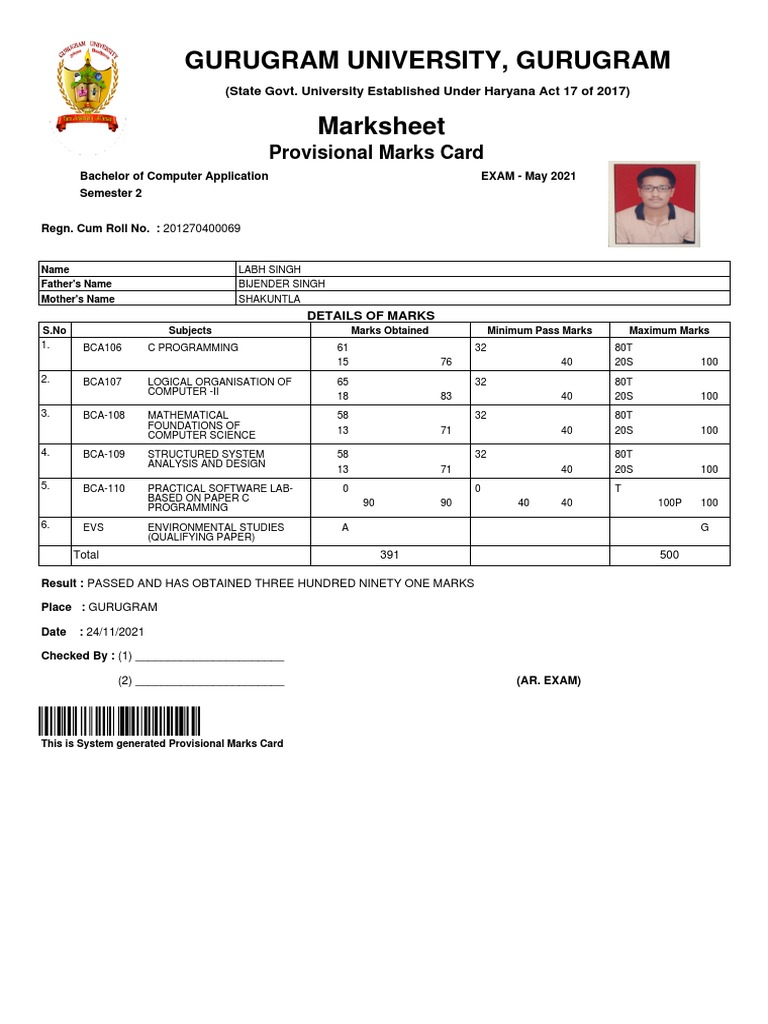 Student Marks Card | PDF