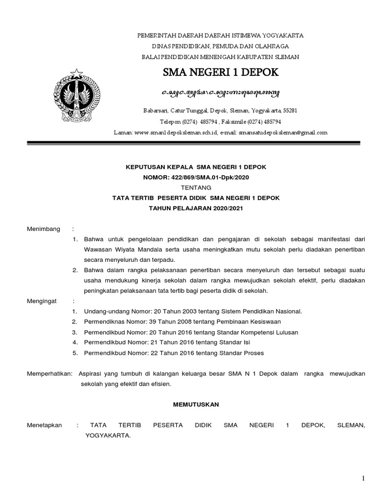 Tatib Siswa 20202021 | PDF