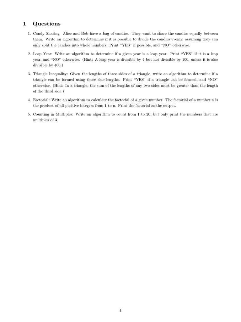 Algorithm Questions | PDF