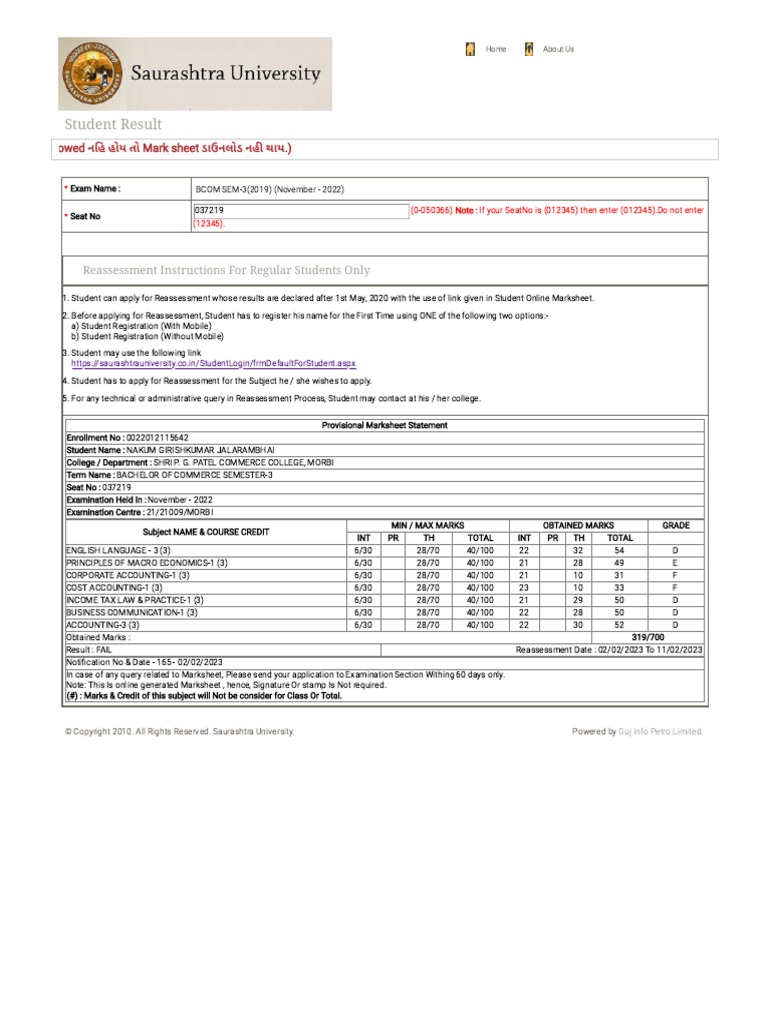 Welcome To Saurashtra University | PDF