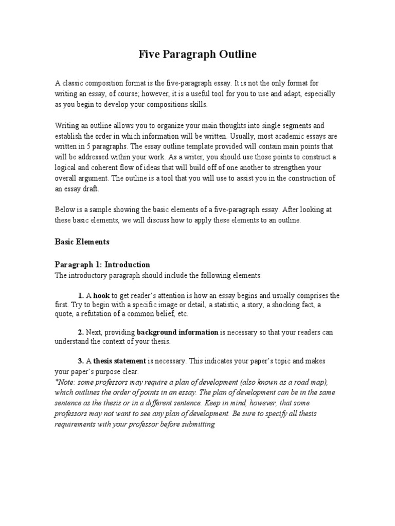 Five Paragraph Outline Guide | PDF | Essays | Paragraph