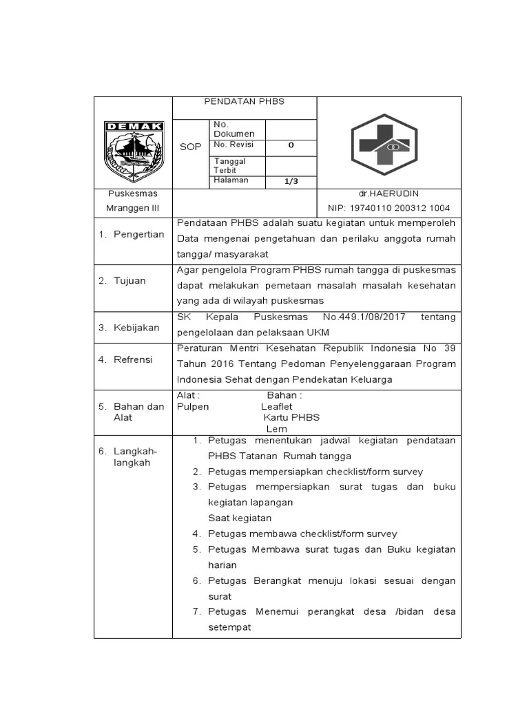 Panduan Pendataan PHBS Puskesmas | PDF | Kesehatan Holistik