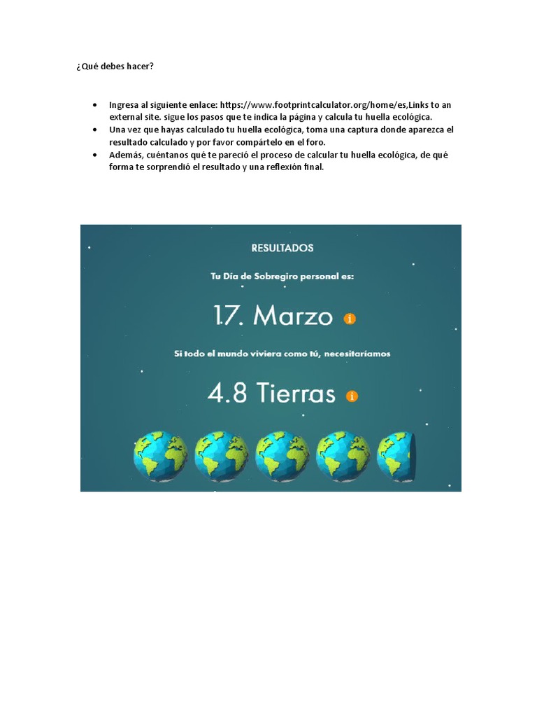 Calcula y Reflexiona sobre tu Huella Ecológica | PDF | Crecimiento ...