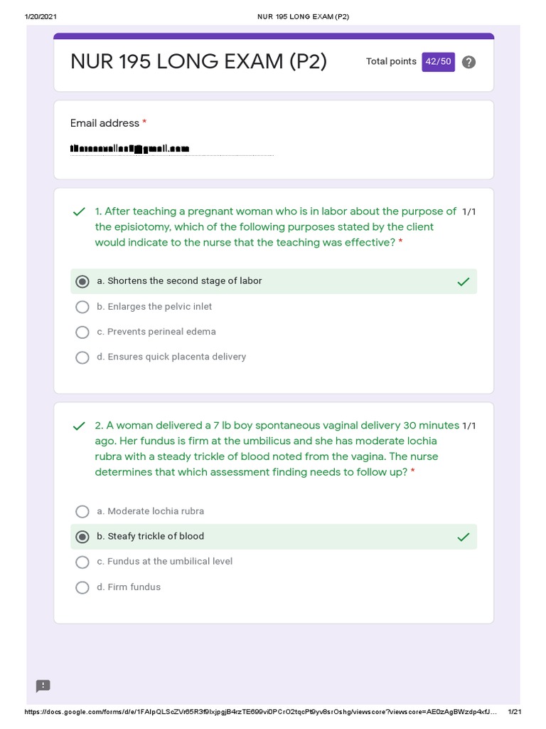 Nur 195 Long Exam P2 Rle 1 - 1 | PDF | Childbirth | Breast Milk