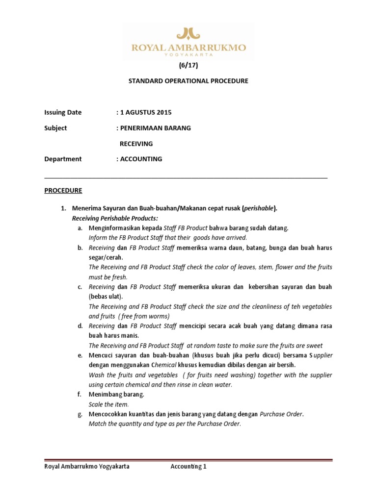 6 Penerimaan Barang I Receiving Pdf Accounts Payable Food Industry