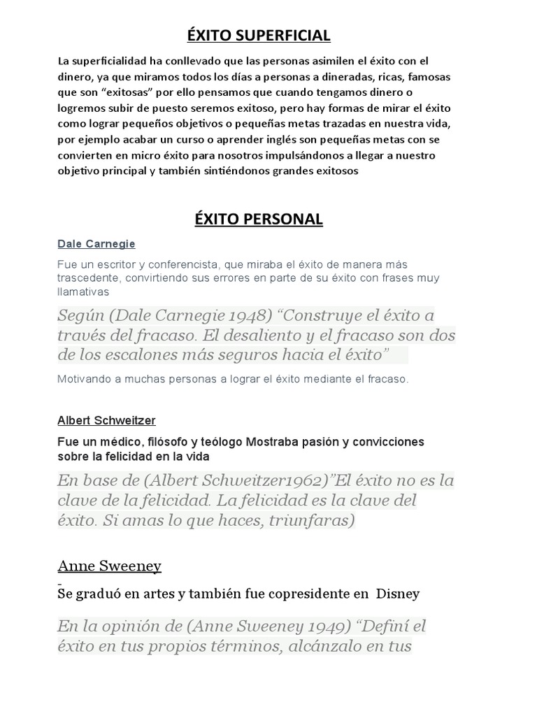 Éxito Superficial y Personal | PDF | Crecimiento personal y profesional ...