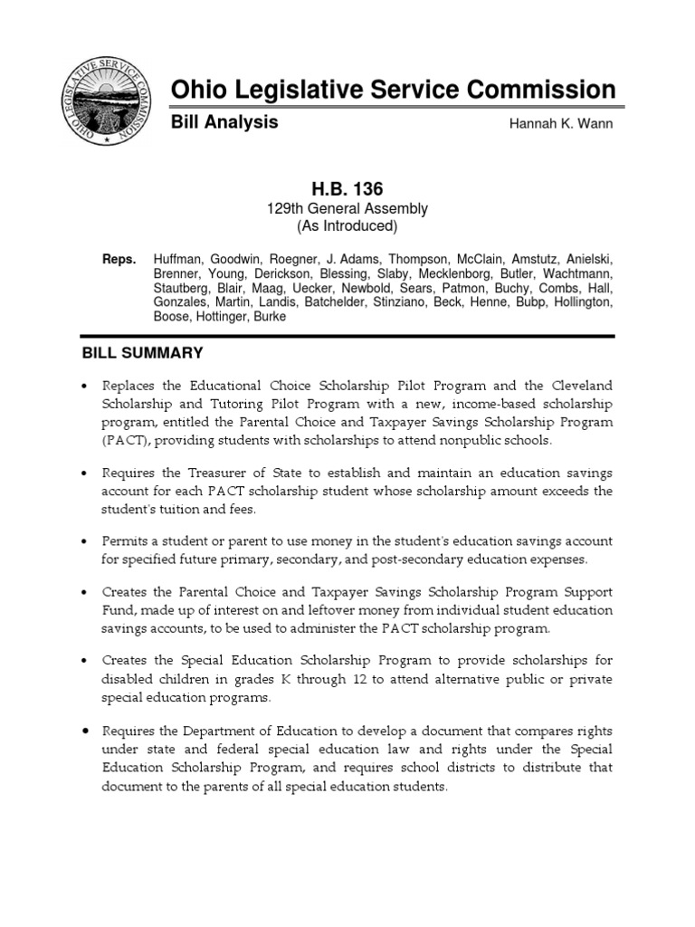 Ohio Legislative Service Commission: Bill Analysis | PDF ...