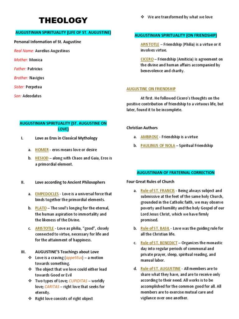 THEOLOGY Reviewer | PDF | Augustine Of Hippo | Love