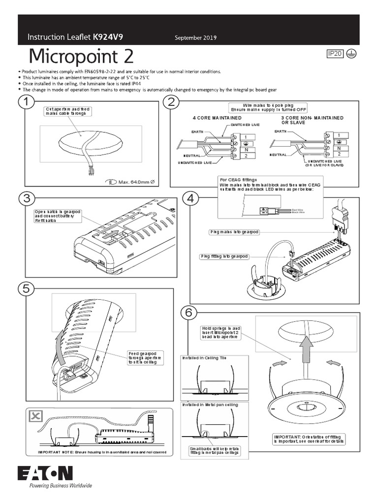 Eaton Emergency Lighting Self Contained Safety Micropoint 2 Recessed ...