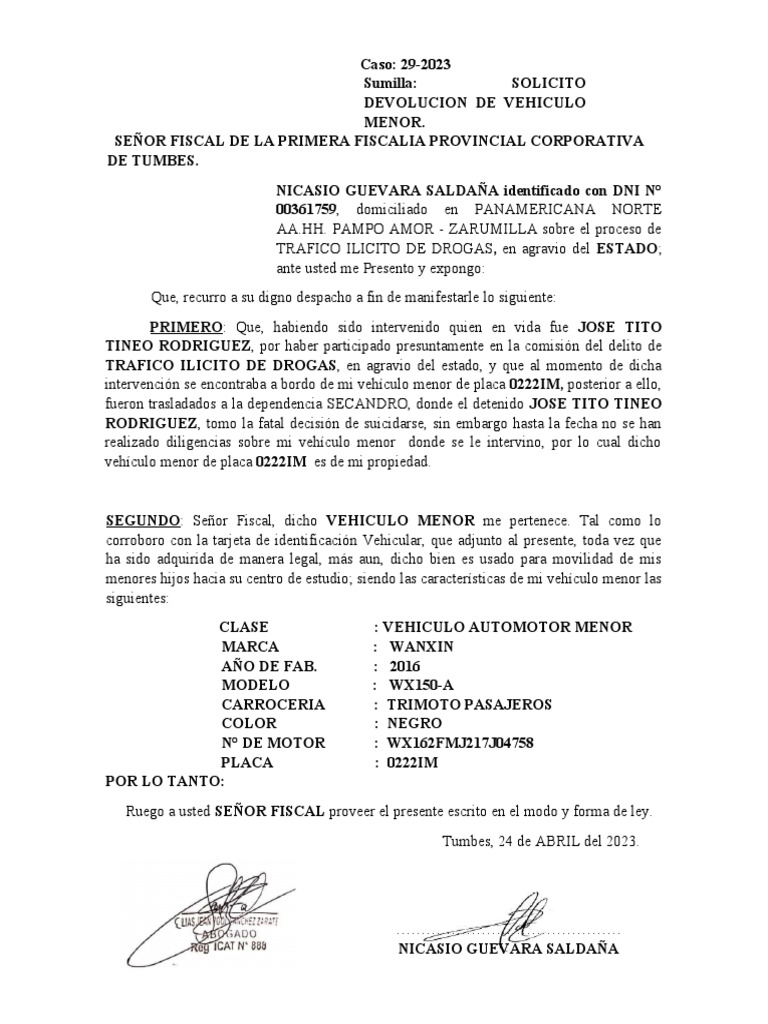 Devolucion de Vehiculo | PDF