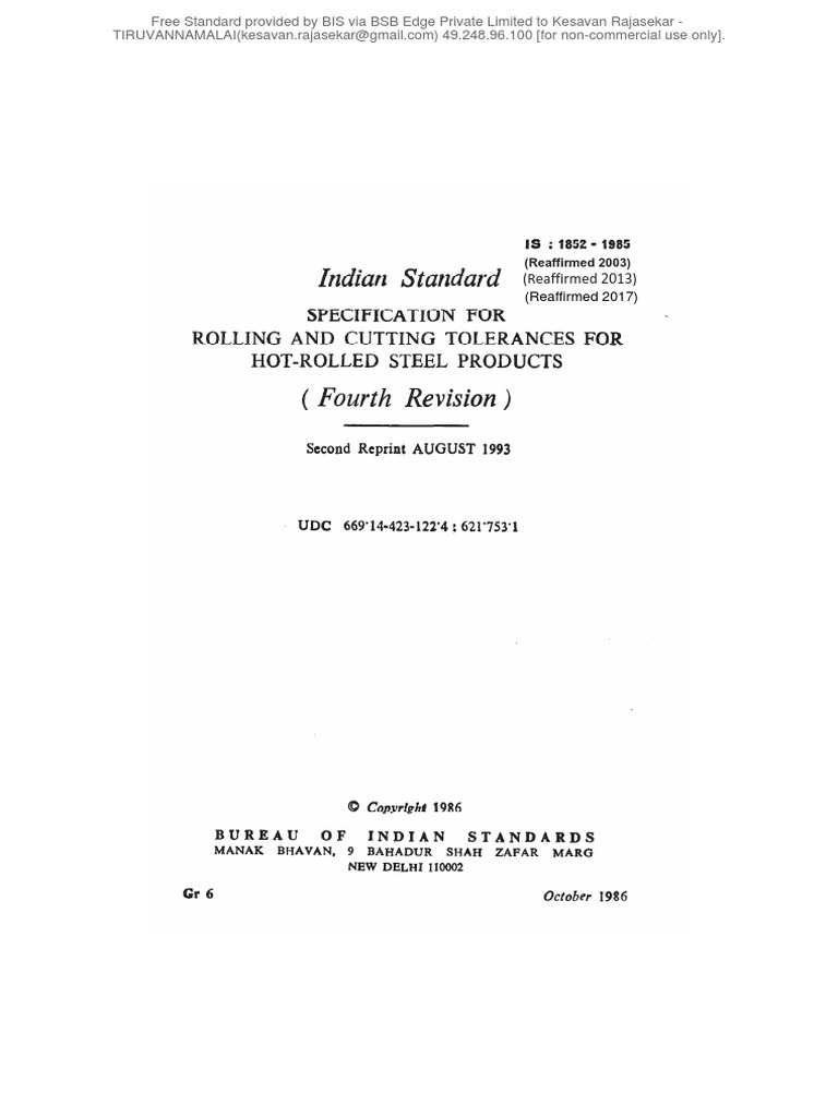 Reaffirmed 2017 | PDF | Engineering Tolerance | Rolling (Metalworking)