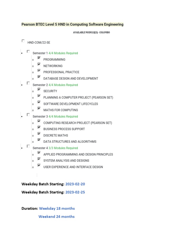 Pearson BTEC Level 5 HND in Computing Software Engineering | PDF | Computing | Payments
