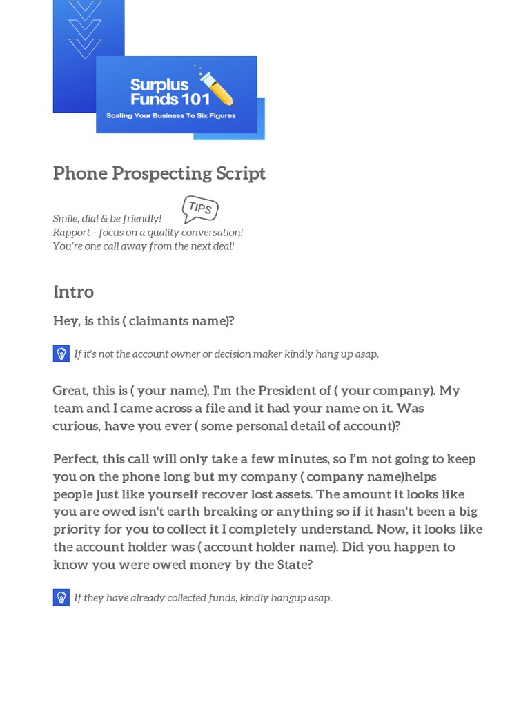 Claimant Calling Script | PDF