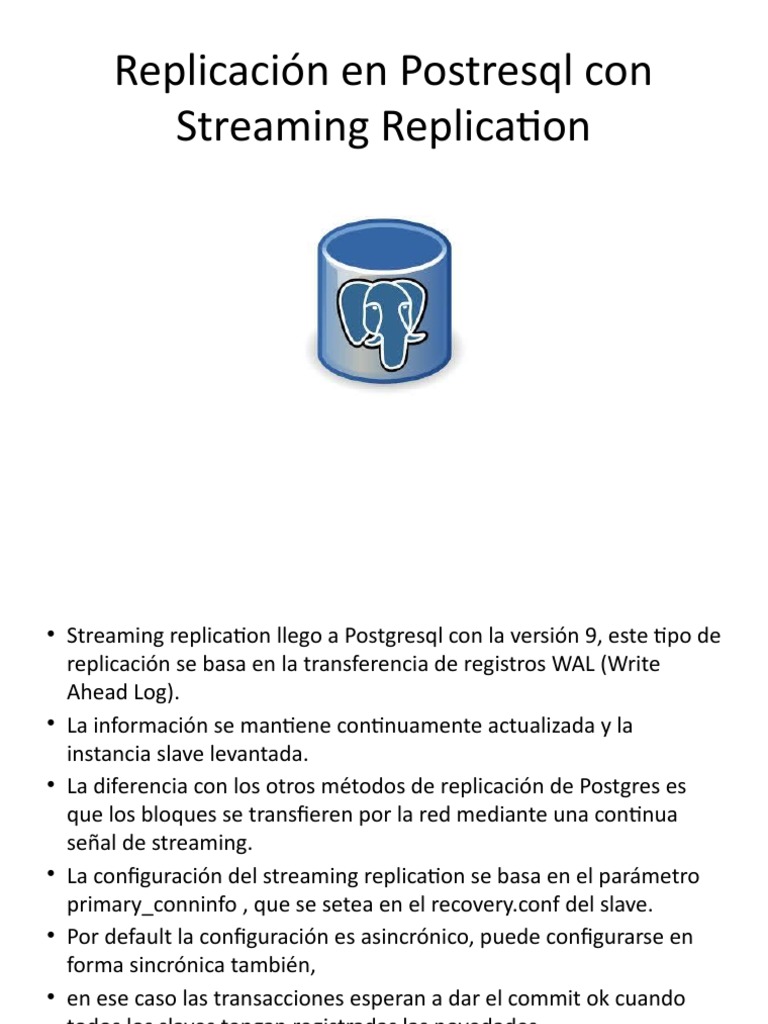 Replicación en Postresql con Streaming Replication | PDF | Archivo de computadora | Bases de datos