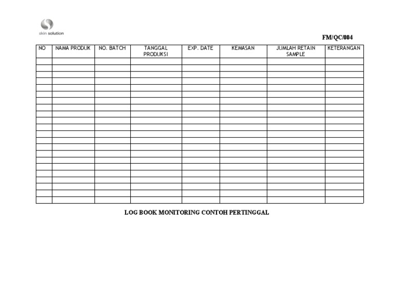 Contoh Logbook Monitoring QC | PDF | Teknologi & Rekayasa