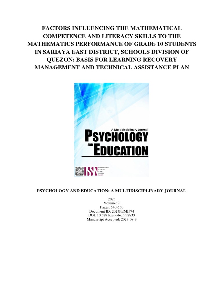 Psychology and Education: A Multidisciplinary Journal | PDF | Learning | Teaching Mathematics