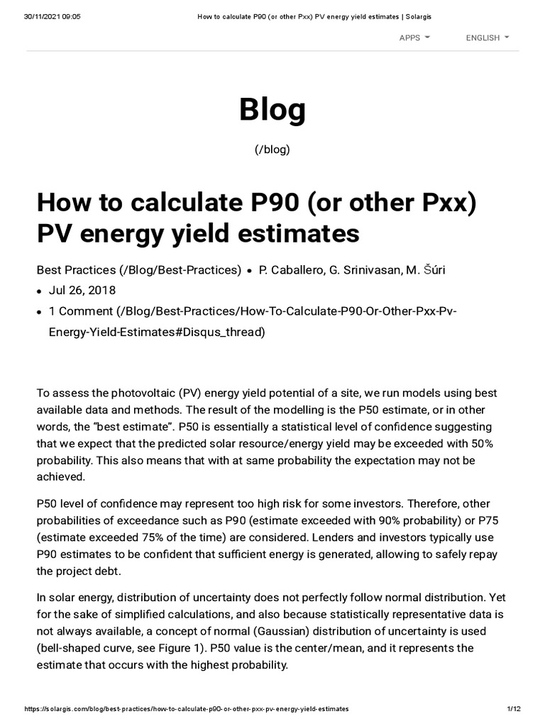 How To Calculate P90 (Or Other PXX) PV Energy Yield Estimates ...