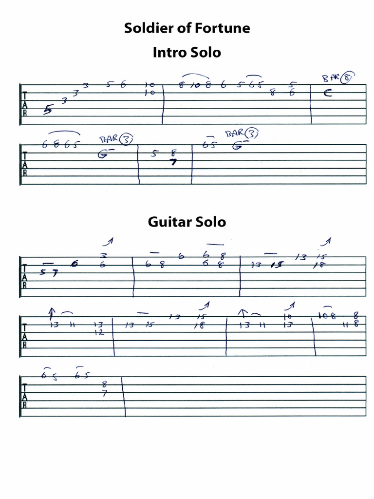 Soldier of Fortune Guitar Solo Tabs | PDF