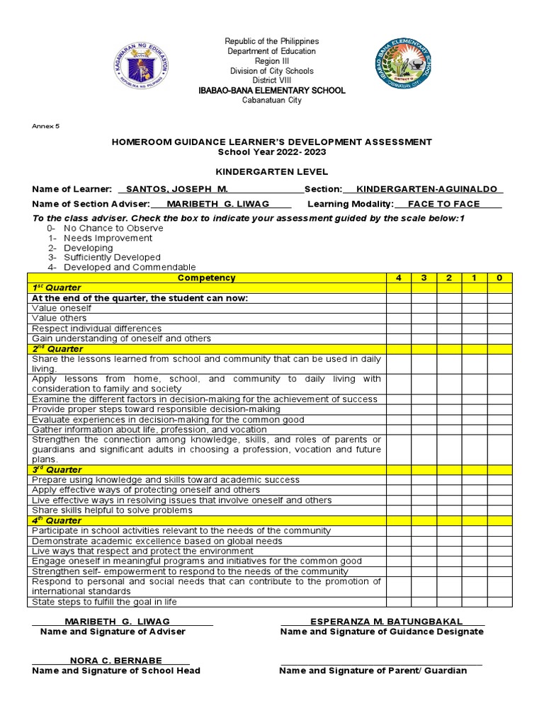Kindergarten Homeroom Guidance | PDF | Learning | Education Theory