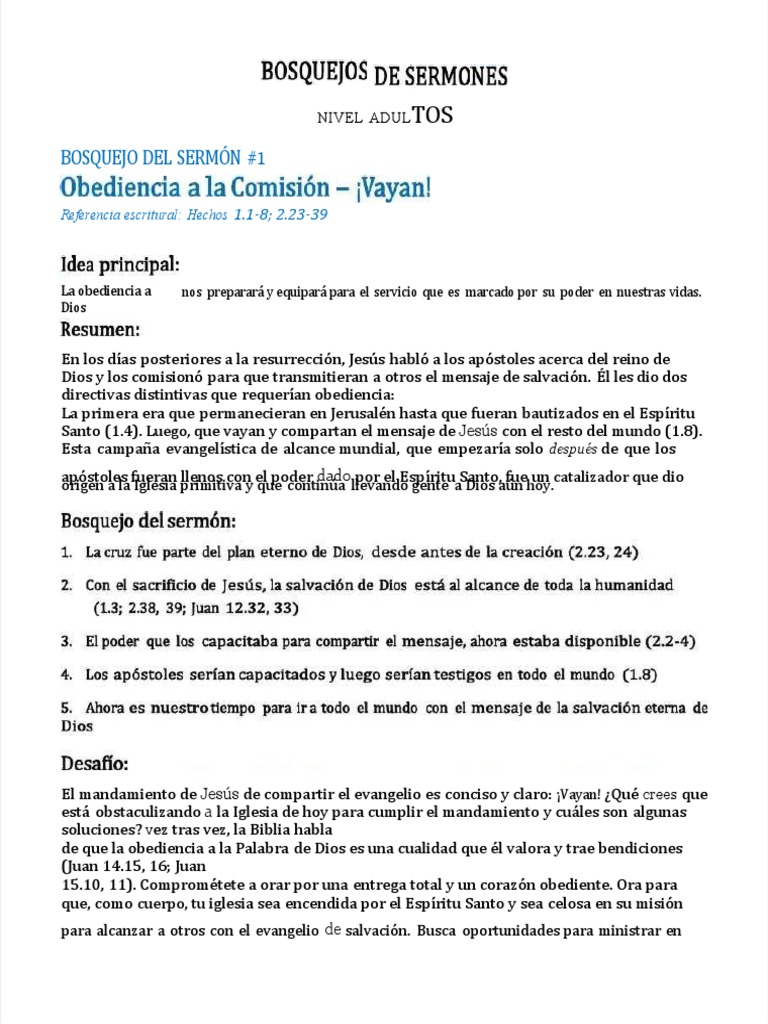 PDF Bosquejos de Sermones Libro de Los Hechos | Descargar gratis PDF | Jesús | Pablo el apóstol