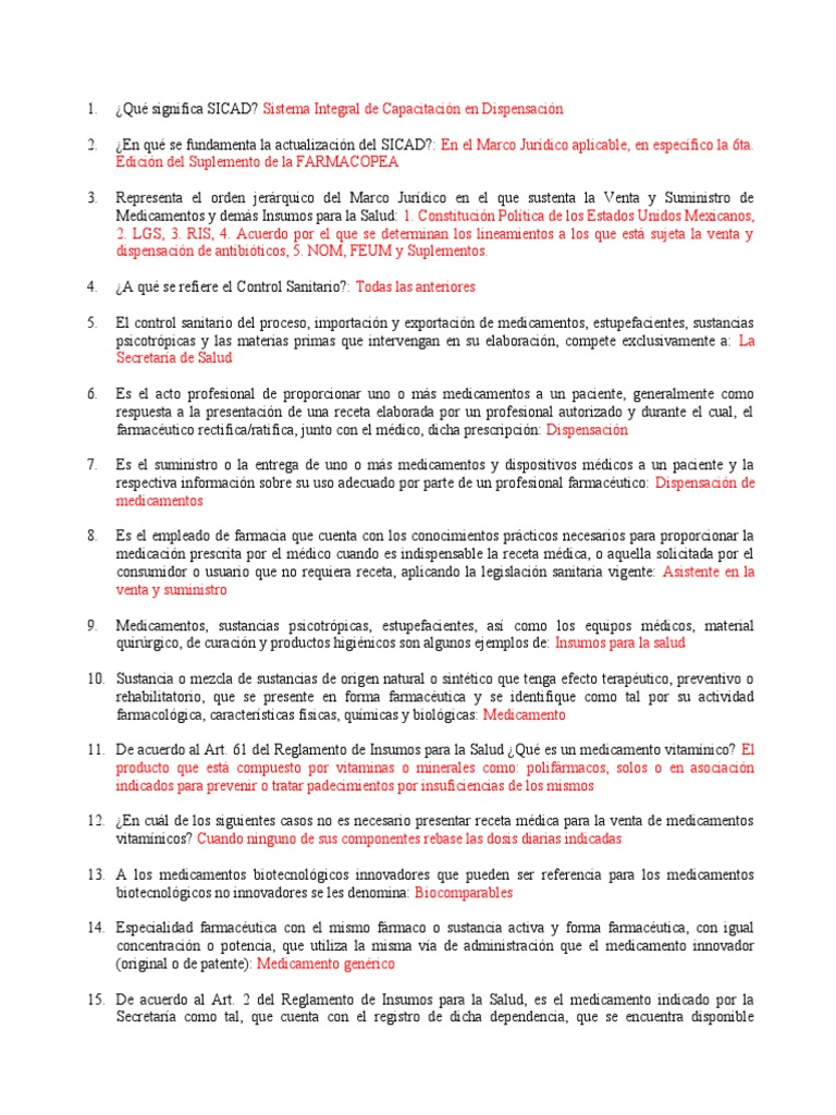 Preguntas Nuevas Sicad | PDF | Farmacia | Medicamentos con receta