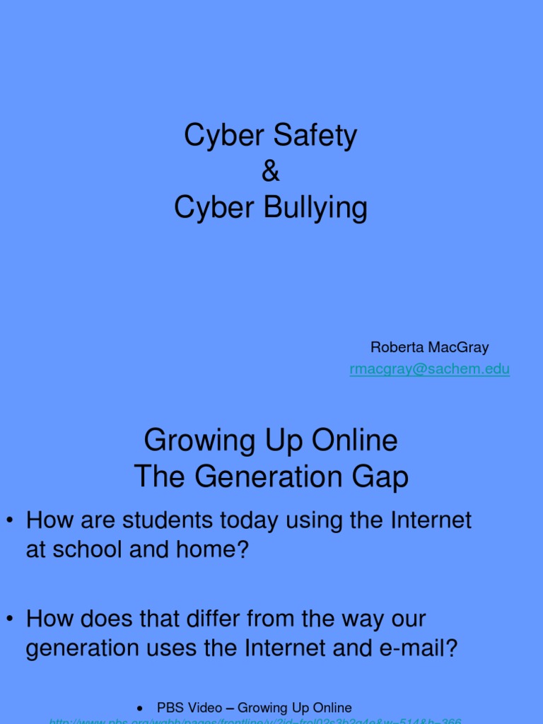 Cyber Safety & Cyber Bullying: Rmacgray@sachem - Edu | PDF ...