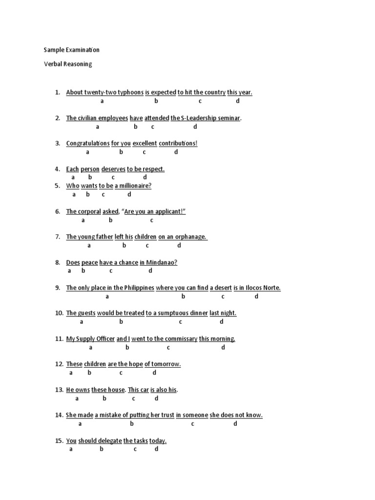 Sample Examination For AFPSAT | PDF