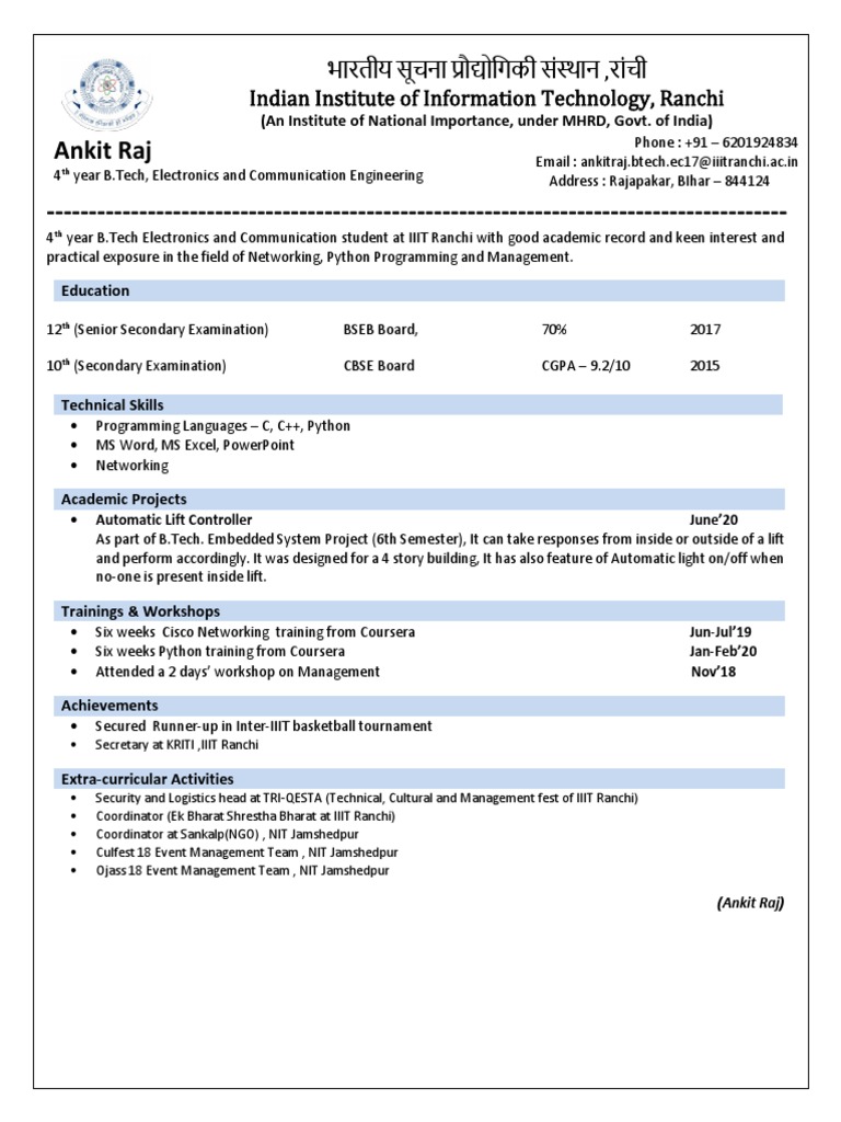 B.Tech Student Profile: Networking & Python Skills | PDF