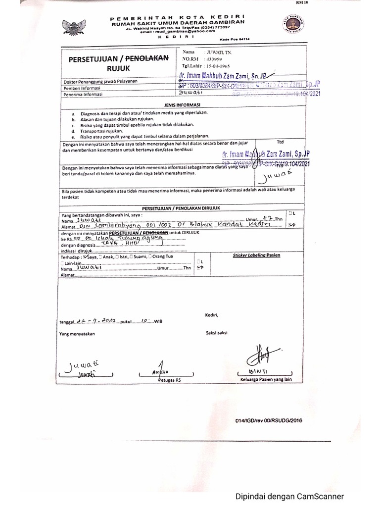 Form Persetujuan Rujuk | PDF