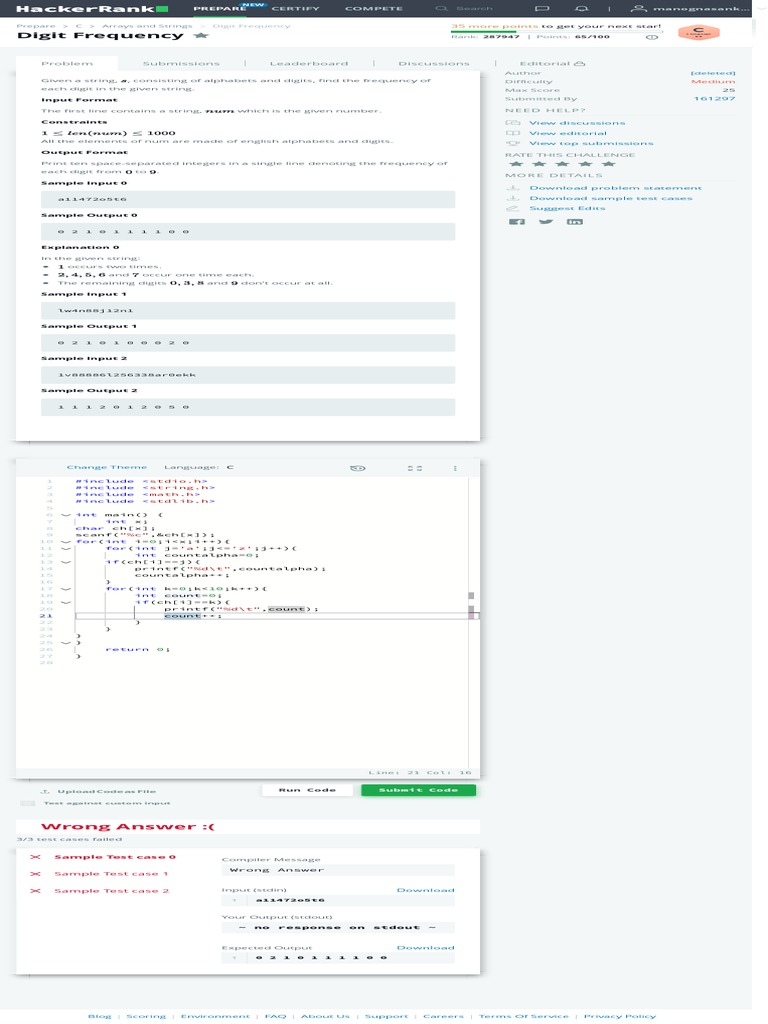 Digit Frequency HackerRank | PDF | String (Computer Science) | Software Development