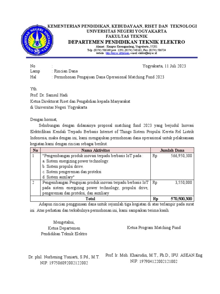 Permohonan Pencairan Dana Tahap 1 | PDF