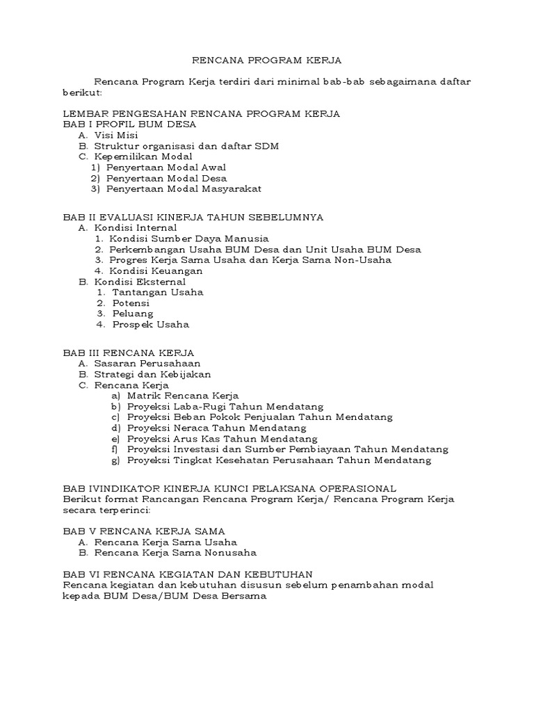 Rencana Program Kerja BUmdes | PDF